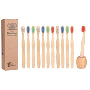 Kids Bamboo Toothbrushes - 12 Pack |BPA Free Soft Bristles Toothbrushes | Eco-Friendly, Natural Bamboo Toothbrush Set | Biodegradable, Compostable, Wooden Eco Friendly by Little Footprint