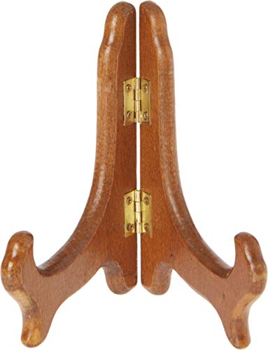 Bard's Hinged Medium Wood Plate Stand, 5" H x 5" W x 3.5" D (For 5" - 7.5" Plates)