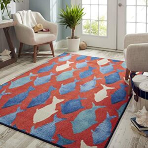 mohawk home coastal catch red nautical/ coastal (5' x 8') area rug