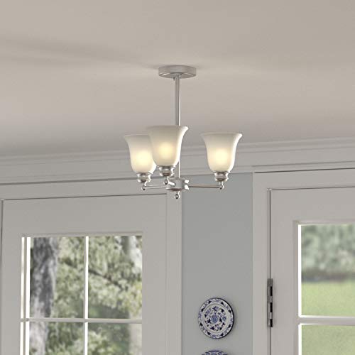 Amazon Brand – Ravenna Home Classic 3 Light Semi-flush Mount Chandelier, Bulbs Included, 14.5"H, Silver