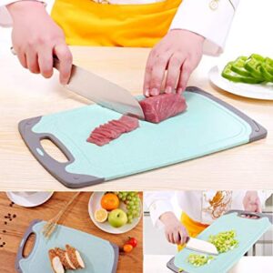 FLYINGSEA Cutting Boards For Kitchen, Anti-Skid Eco-Wheat Straw Vegetable Board Set (3 Pcs), Dishwasher Safe (Light green)