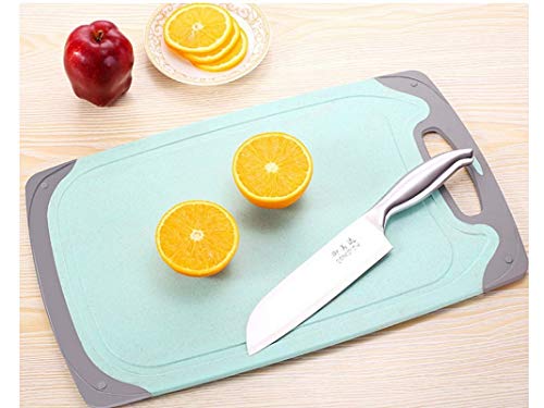 FLYINGSEA Cutting Boards For Kitchen, Anti-Skid Eco-Wheat Straw Vegetable Board Set (3 Pcs), Dishwasher Safe (Light green)