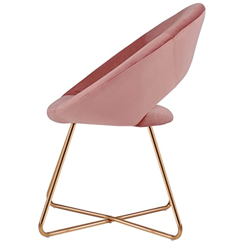 Duhome Modern Accent Velvet Chairs Dining Chairs Single Sofa Comfy Upholstered Arm Chair Living Room Furniture Mid-Century Leisure Lounge Chairs with Golden Metal Frame Legs 1 PCS Pink