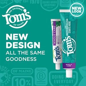 Tom's of Maine Whole Care Natural Toothpaste with Fluoride, Peppermint, 4 oz.