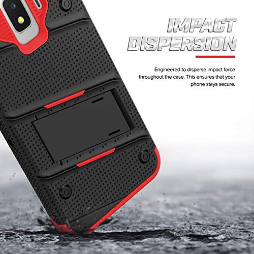 ZIZO Bolt Series Samsung Galaxy J2 Case Military Grade Drop Tested with Tempered Glass Screen Protector Holster J2 Pure Black Red