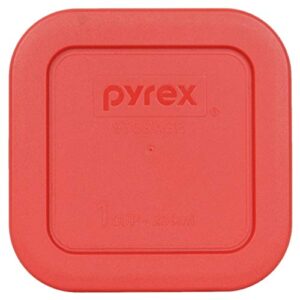 Pyrex 8701-PC 1 Cup Red Square Plastic Food Storage Lid, Made in USA - 4 Pack