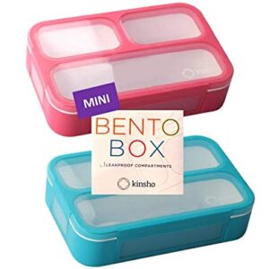 Snack Container - Small Bento Lunch Box for Kids Girls Boys Toddlers | MINI Leak-proof Boxes, Baby Bentobox for Daycare, Portion Containers, BPA-Free Pink and Blue Set of 2