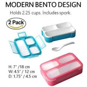 Snack Container - Small Bento Lunch Box for Kids Girls Boys Toddlers | MINI Leak-proof Boxes, Baby Bentobox for Daycare, Portion Containers, BPA-Free Pink and Blue Set of 2