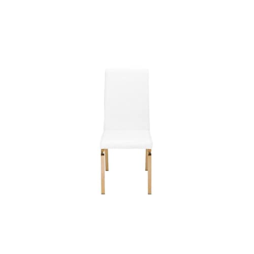 Best Quality Furniture Dining Chair Only (Set of 2), White, Gold