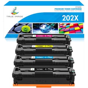 true image compatible toner cartridge replacement for hp 202x cf500x cf500a 202a color pro mfp m281fdw m281cdw m254dw m281fdn 281fdw m254 m281 toner printer (black cyan yellow magenta, 4-pack)