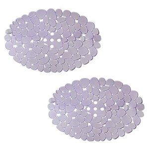 pvc sink mat pad eco-friendly kitchen sink protector mat pack of 2, oval, 12’’x15’’ (lavender-2 pack)