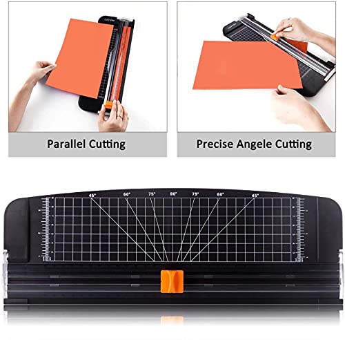 A4 Paper Cutter，Paper Trimmer Guillotine with Automatic Security Safeguard Scrapbooking Tool for Cutting Paper Photographs or Labels Office Home Manual, Black