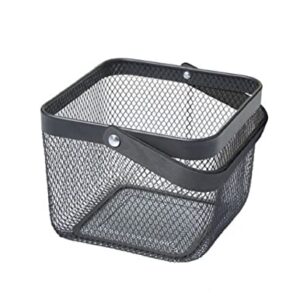 Nifty Solutions Small Mesh Basket with Folding Handles – Modern Metal Black Design, Rectangular Steel Construction, Home Storage Bin, Shelf, Cabinet & Closet Organizer, (7740SB-BLK)