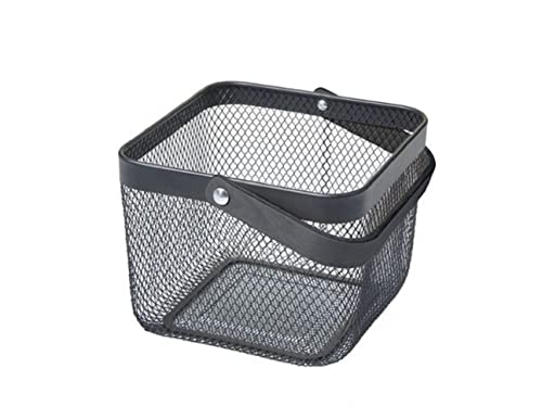 Nifty Solutions Small Mesh Basket with Folding Handles – Modern Metal Black Design, Rectangular Steel Construction, Home Storage Bin, Shelf, Cabinet & Closet Organizer, (7740SB-BLK)