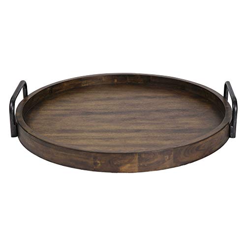 24" Classic Round Acacia Wood Tray