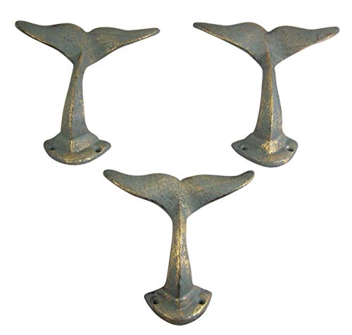 Whale Tail Cast Iron Wall Hook 4 3/4 Inch (Set of 3)