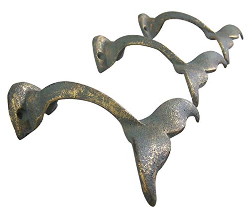 Whale Tail Cast Iron Wall Hook 4 3/4 Inch (Set of 3)