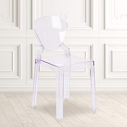 EMMA + OLIVER Ghost Chair with Tear Back in Transparent Crystal