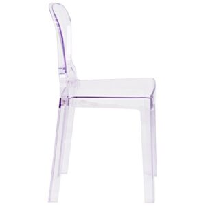 EMMA + OLIVER Ghost Chair with Tear Back in Transparent Crystal