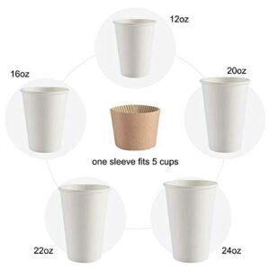 SPRINGPACK Coffee Sleeves - 500 count Disposable Corrugated Hot Cup Sleeves Jackets Holder - Kraft Paper Sleeves Protective Heat Insulation Drinks Insulated Fits 12,16,20,22,24 oz Coffee Cups