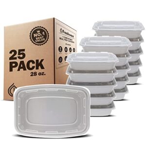 freshware meal prep containers [25 pack] 1 compartment food storage containers with lids, bento box, bpa free, stackable, microwave/dishwasher/freezer safe (28 oz)