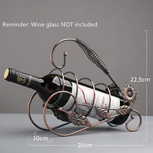 Fantasee Creative Wine Holder Stainless Steel Wine Rack Bottle Holder Novelty Gift for Kitchen Home Table Decor (Bronze - Flower)