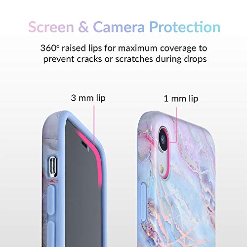 Velvet Caviar Compatible with iPhone XR Cases Marble for Girls & Women - Cute Protective Phone Case (Pink Iridescent Holographic Blue)