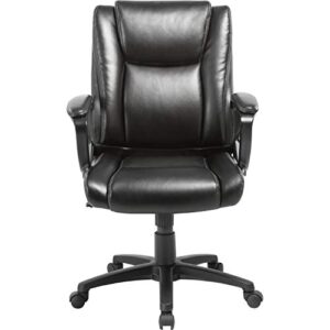 Lorell Soho High-Back Leather Chair, Black