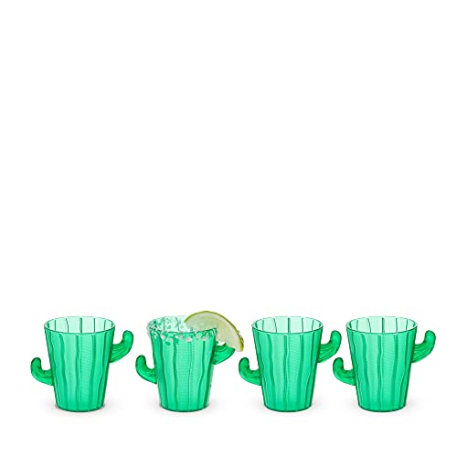 True Zoo Cactus Tequila Shot Glasses - Novelty Succulent Party Funny Cute Shot Glass Set, Unique Shooters in Green