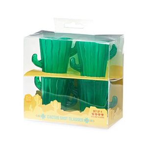 True Zoo Cactus Tequila Shot Glasses - Novelty Succulent Party Funny Cute Shot Glass Set, Unique Shooters in Green