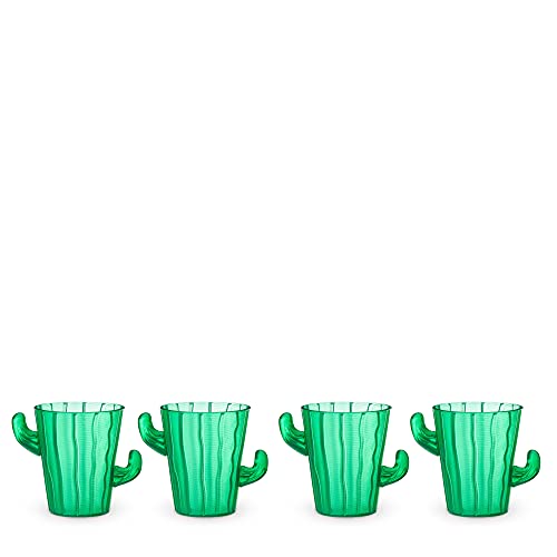 True Zoo Cactus Tequila Shot Glasses - Novelty Succulent Party Funny Cute Shot Glass Set, Unique Shooters in Green