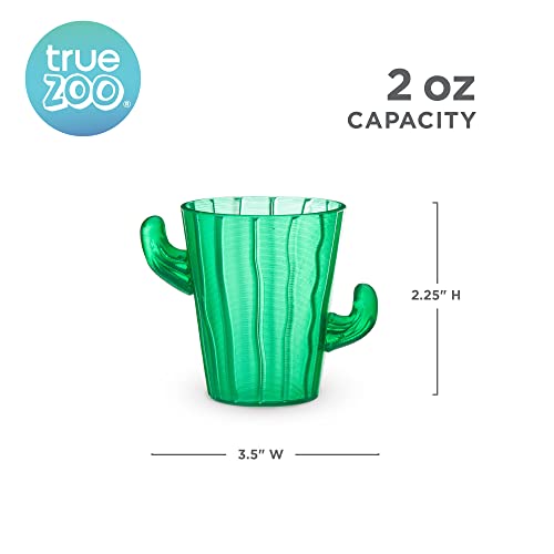 True Zoo Cactus Tequila Shot Glasses - Novelty Succulent Party Funny Cute Shot Glass Set, Unique Shooters in Green