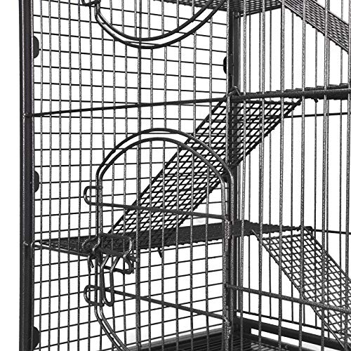 ZENY 37-inch Metal Ferret Chinchilla Cage with 2 Front Doors 4 Levels Small Animal Hutch for Squirrel/Rabbit/Rat Indoor Outdoor Use, Black