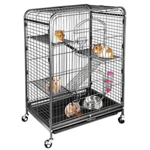 ZENY 37-inch Metal Ferret Chinchilla Cage with 2 Front Doors 4 Levels Small Animal Hutch for Squirrel/Rabbit/Rat Indoor Outdoor Use, Black