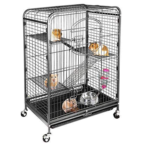 ZENY 37-inch Metal Ferret Chinchilla Cage with 2 Front Doors 4 Levels Small Animal Hutch for Squirrel/Rabbit/Rat Indoor Outdoor Use, Black