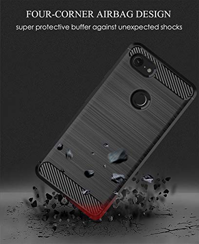 for Google Pixel 3 Case,Slim Thin Soft Skin Flexible TPU Rubber Gel Shock Absorption Anti-Scratch Lightweight Carbon Fiber Protective Cases Cover for Google Pixel 3 (Brushed Black)