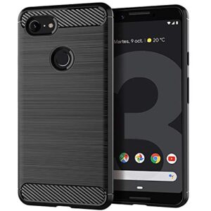 for google pixel 3 case,slim thin soft skin flexible tpu rubber gel shock absorption anti-scratch lightweight carbon fiber protective cases cover for google pixel 3 (brushed black)