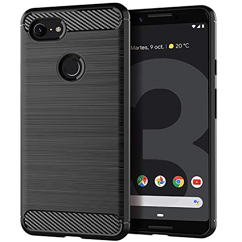 for Google Pixel 3 Case,Slim Thin Soft Skin Flexible TPU Rubber Gel Shock Absorption Anti-Scratch Lightweight Carbon Fiber Protective Cases Cover for Google Pixel 3 (Brushed Black)