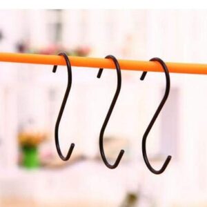 12 Pack Heavy-Duty Black Finish Steel S Shaped Hooks,S Type Hooks,S Hooks Hangers for Kitchen Pot Pan Plants Bags Towels