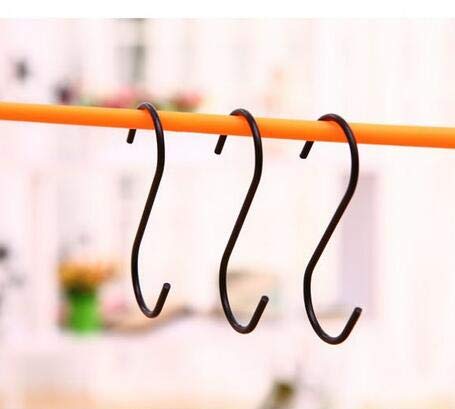 12 Pack Heavy-Duty Black Finish Steel S Shaped Hooks,S Type Hooks,S Hooks Hangers for Kitchen Pot Pan Plants Bags Towels