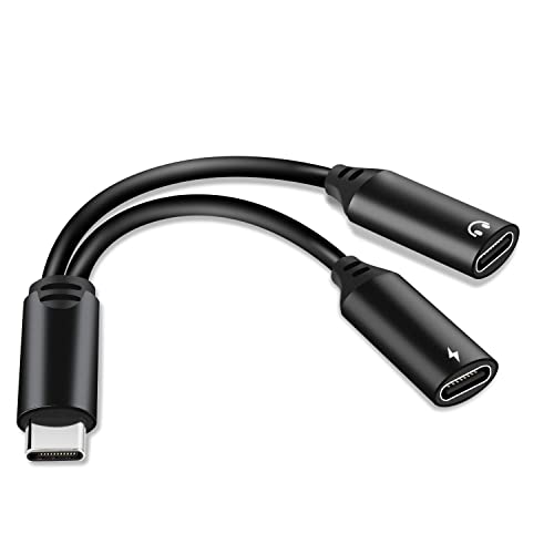 Mxcudu USB C Splitter, 2 in 1 USB C to USB C Headphone Adapter&PD Fast Charger USB C Earphone Dongle Compatible with Samsung Galaxy S23/S22/S21/S21FE/S20FE, Google Pixel 7/7Pro/6/6Pro/5, iPad Pro