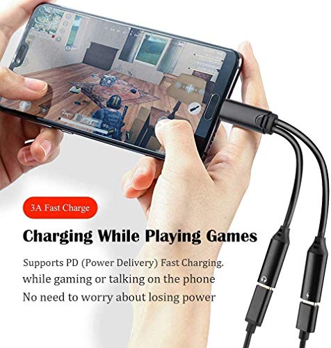 Mxcudu USB C Splitter, 2 in 1 USB C to USB C Headphone Adapter&PD Fast Charger USB C Earphone Dongle Compatible with Samsung Galaxy S23/S22/S21/S21FE/S20FE, Google Pixel 7/7Pro/6/6Pro/5, iPad Pro