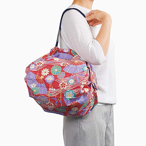 Marna S464OU Shupatto Compact Bag, M, Japanese Fan, Instantly Foldable, Eco Bag, Foldable, Durable, Japanese Pattern