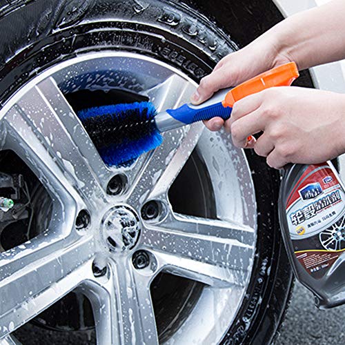 3pcs/Set Blue Long Brush for Rims and Tires Brush for Car Tire Brushes for Cleaning Wheels Wash Brush with Handle Supplies Special Tools for Auto Wash Brush Motorcycle Accessory Offroad Cleaning Pole