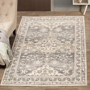 SUPERIOR Vintage Tilly Area Rug, 7' 10" x 10', Light Grey