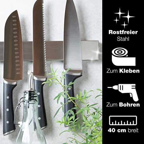 Moritz & Moritz Magnetic Knife Holder For Wall - Stainless Steel 16 Inch - Knife Magnetic Strip for Sorting Knives, Cooking Utensils and Tools - Magnetic Knife Bar