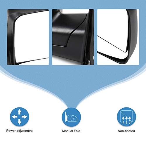 ECCPP Passenger Side Mirrors, Right Rear View Mirrors fit 2003-2013 For Ford E-150 E-250 2004-2013 For Ford E-350 E-450 Super Duty E-450 Econoline Black Manual Folding