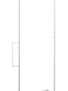 Yamazaki Home Laundry Hanging Bar and Wire Storage Rack | Steel + Wood | Tall | Rolling Carts, White