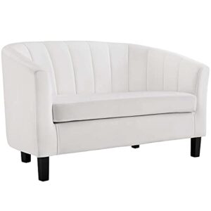 modway prospect channel tufted upholstered velvet loveseat, white