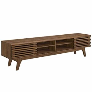 modway render 70" mid-century modern low profile media console tv stand, 70 inch, walnut walnut